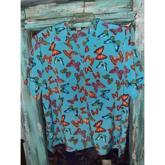 Tops | Blue Butterfly Top | Poshmark